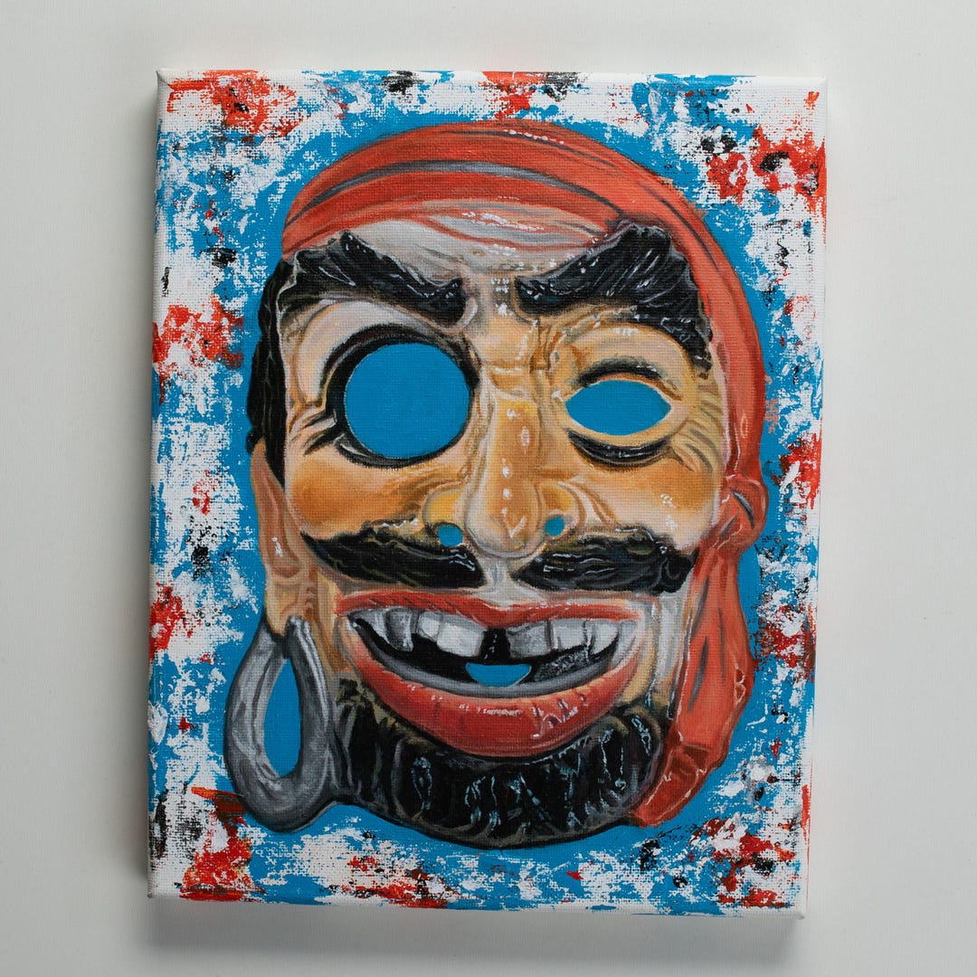 Burly Pirate - Painting of Vintage Halloween Mask - Etsy