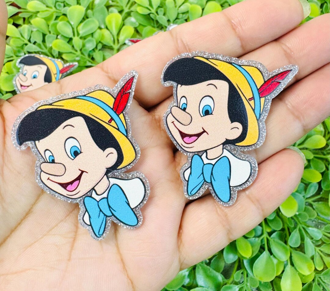 Character Pinocchio Flatback: Set/2 Pinocchio Cartoon Acrylic, Disney ...