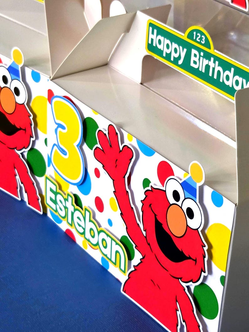 Personalized Elmo Favor Boxes | Personalized Gable Treat Boxes ...