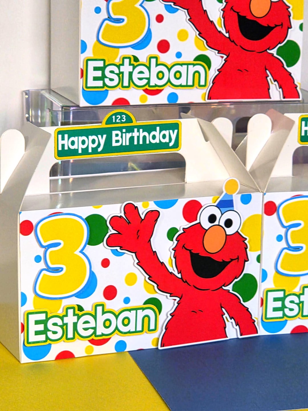 Personalized Elmo Favor Boxes | Personalized Gable Treat Boxes ...
