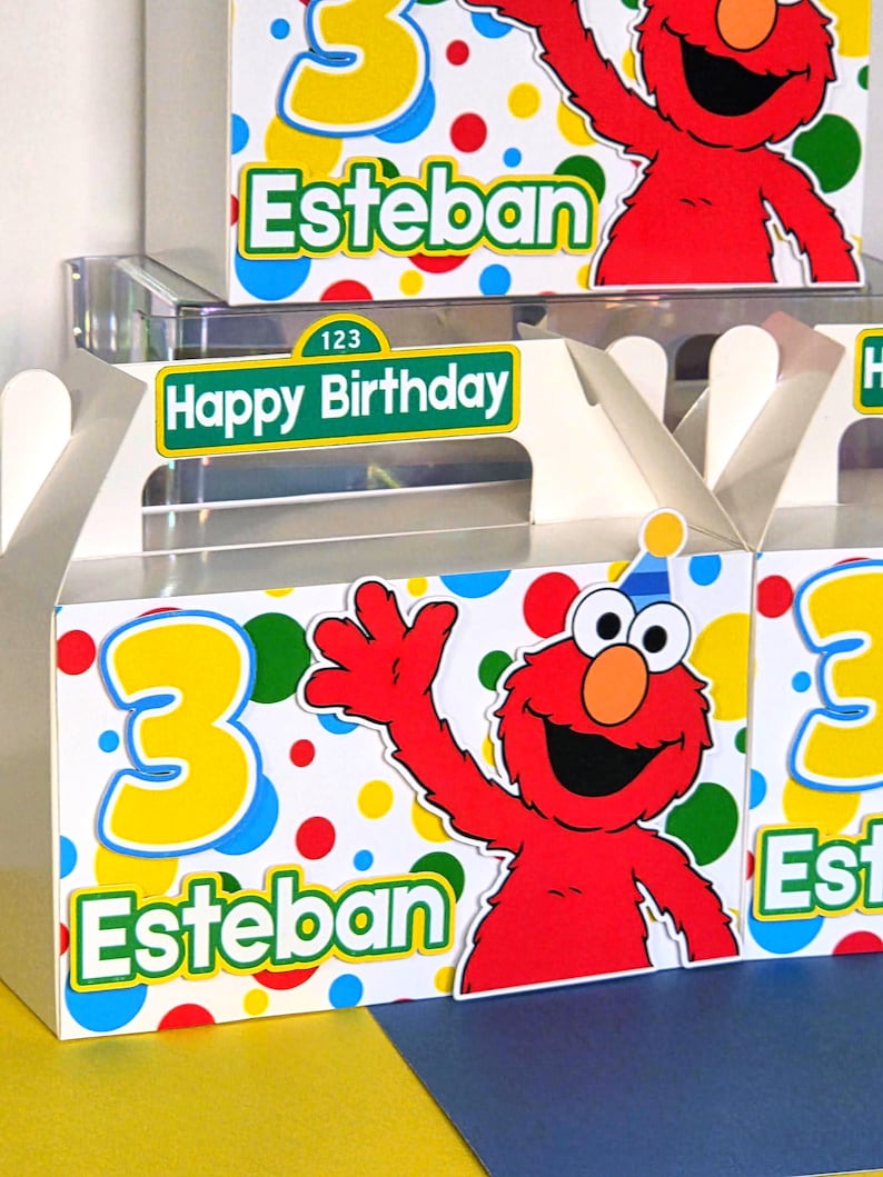 Personalized Elmo Favor Boxes | Personalized Gable Treat Boxes ...