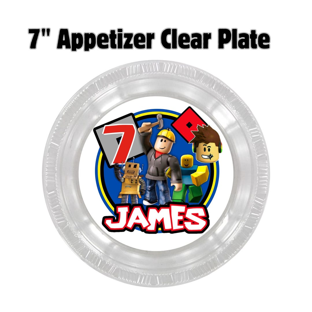 Roblox 7" Clear Plates Set of 12 | Personalized Name & Age | Party ...