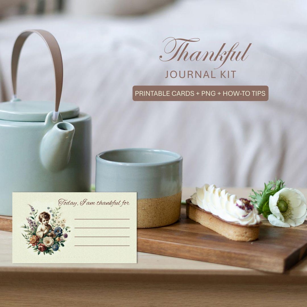 Thankful Gratitude Journal Kit | Printable Cards + PNG Bundle - Etsy