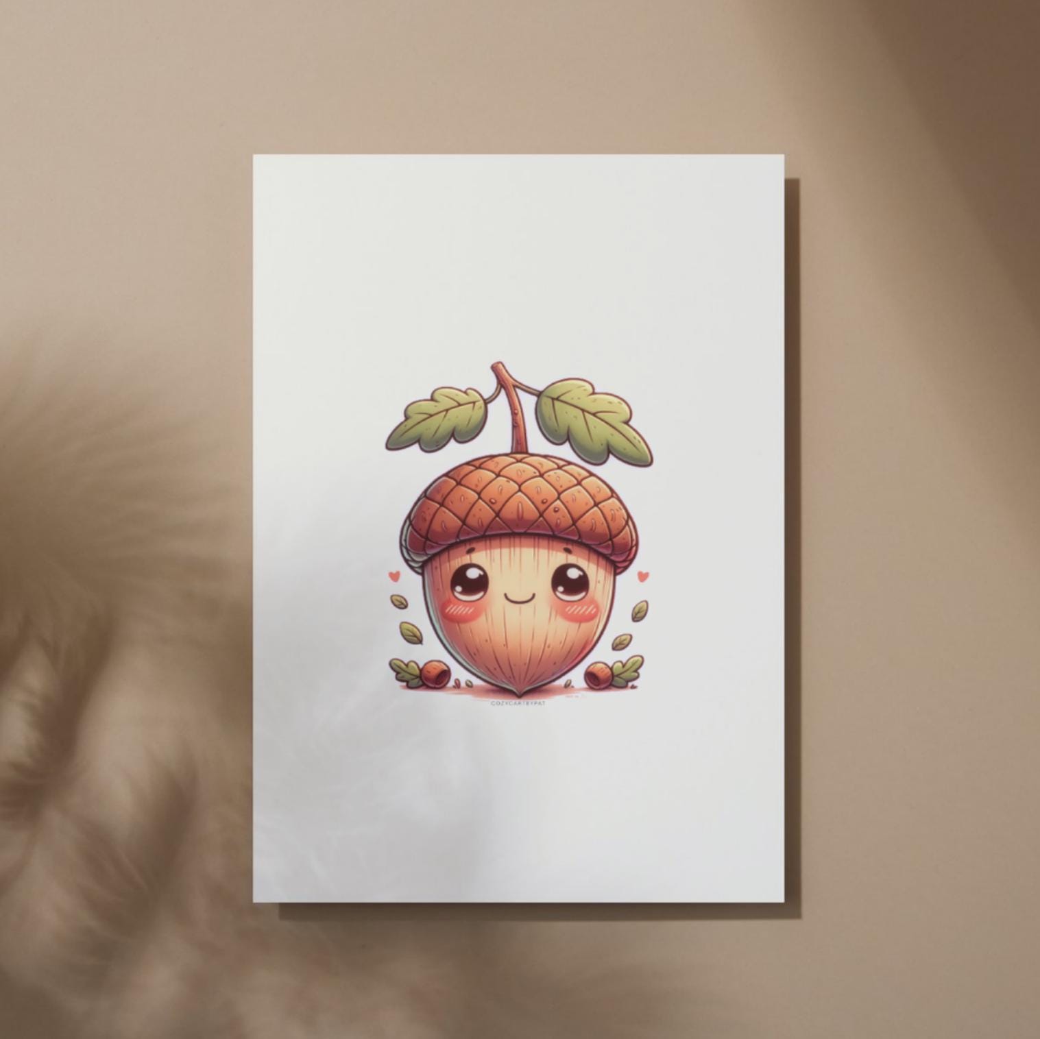 Smiling Acorn – Printable Fall Character Art - Etsy