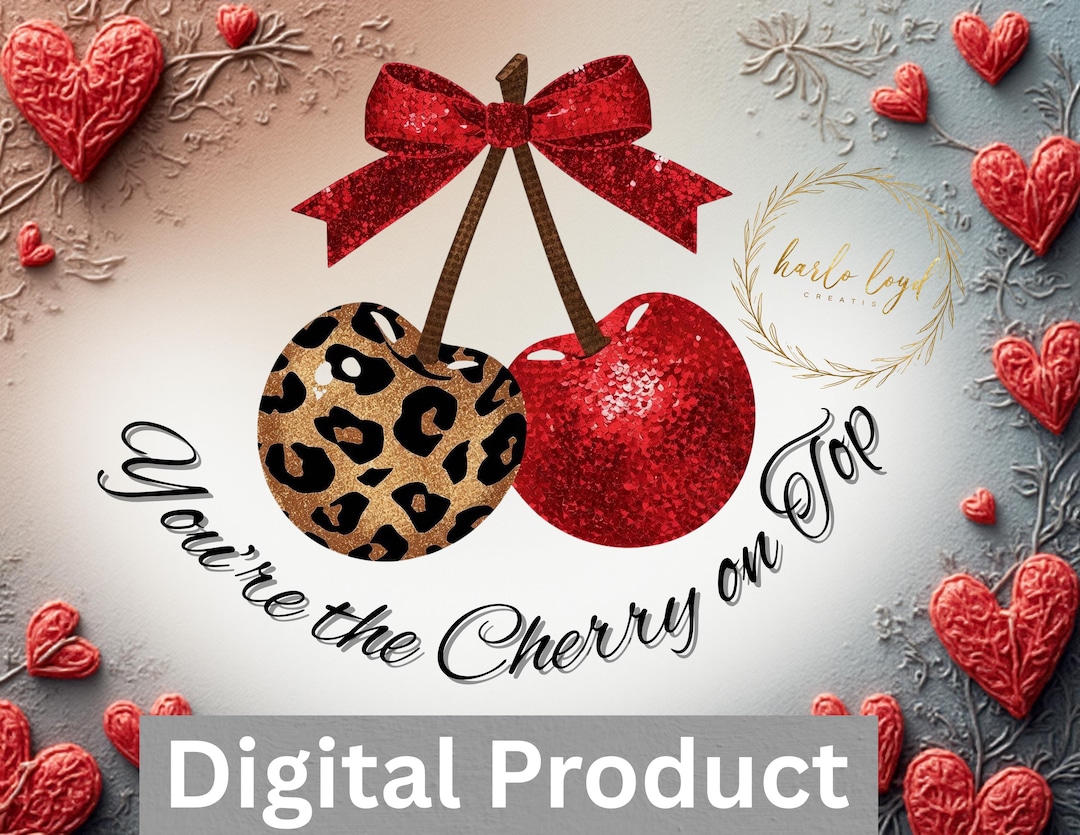 Glitter Cherry PNG | Leopard Print, Valentine's Bow (digital Download ...