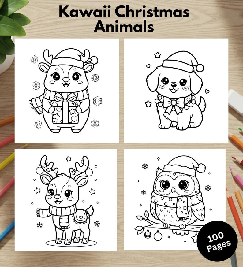 Kawaii Christmas Winter Coloring Pages Coco Wyo Cute Kawaii Stress ...