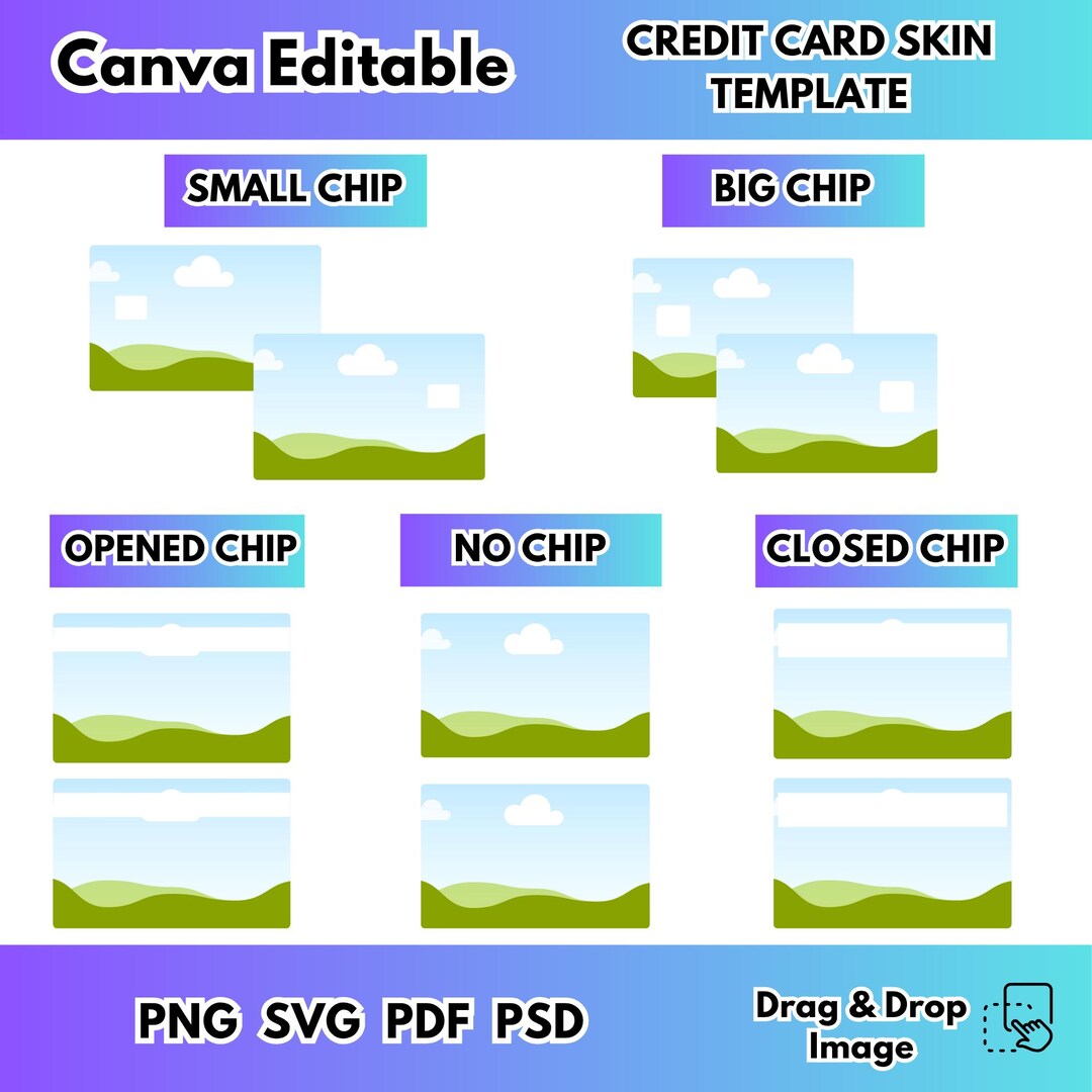 Credit Card Skin Canva Template Editable Credit Card Cover SVG PNG PSD ...