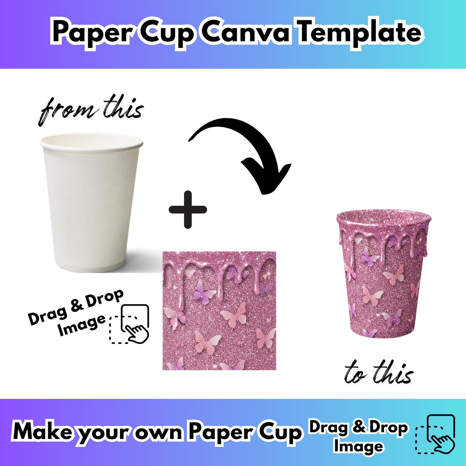 Paper Cup Wrapper Template Bundle,4oz 8oz 9oz 12oz 16oz Paper Cup Blank ...