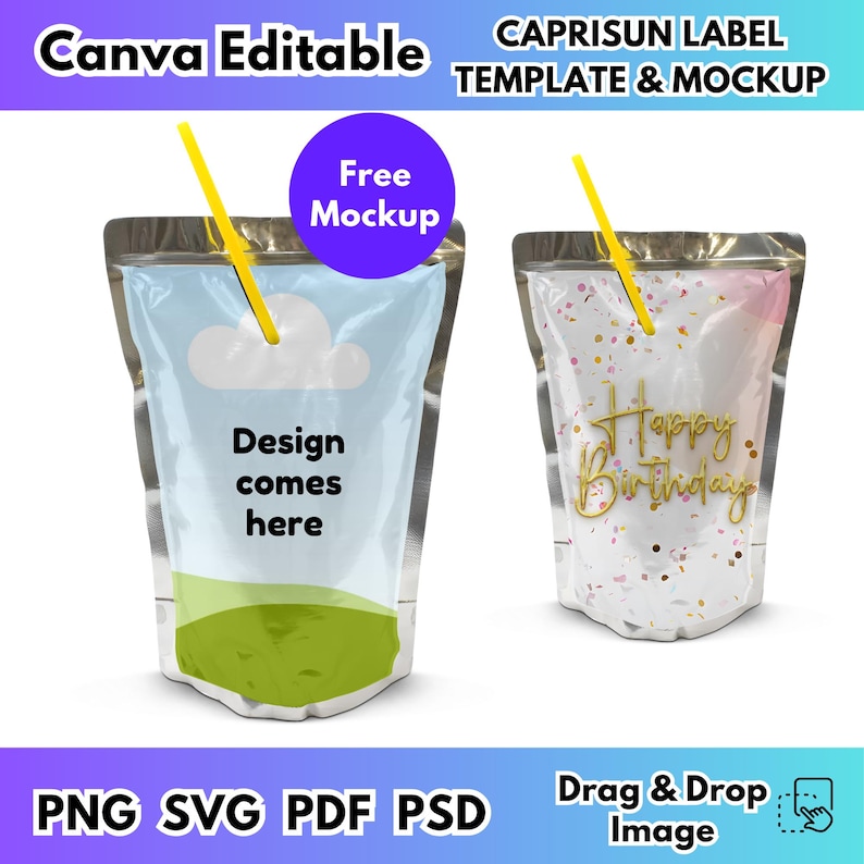 Capri Sun Canva Template Editable Juice Pouch Label Blank Caprisun ...