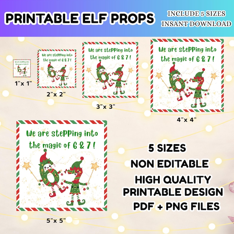 6 7 Printable Elf Prop,six Seven Funny Meme Christmas,trending 67 Weekend Sign, December 6th 7th ...