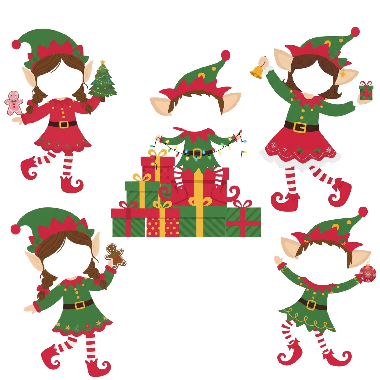 15x Christmas Elf Costumes Add Your Own Photo Face, DIY Elf Yourself ...