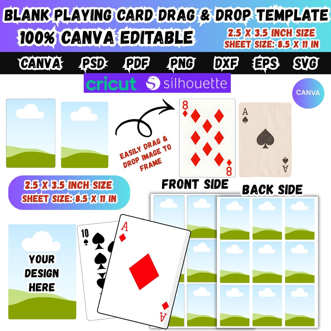 Blank Playing Card Canva Editable Template, DIY Trading Card Svg Png ...
