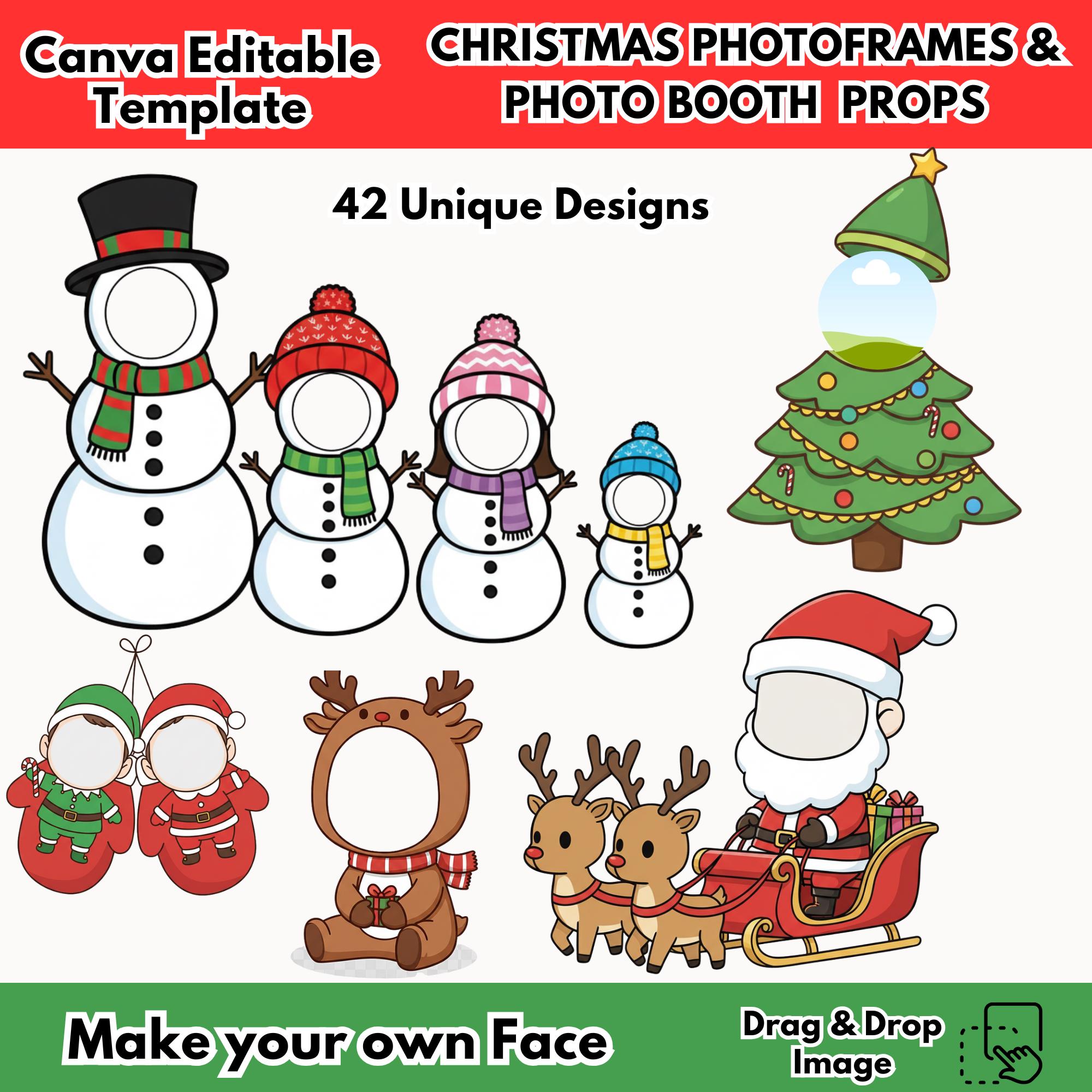 40+ Christmas Costumes Template Bundle Canva Editable Photo Booth Props ...