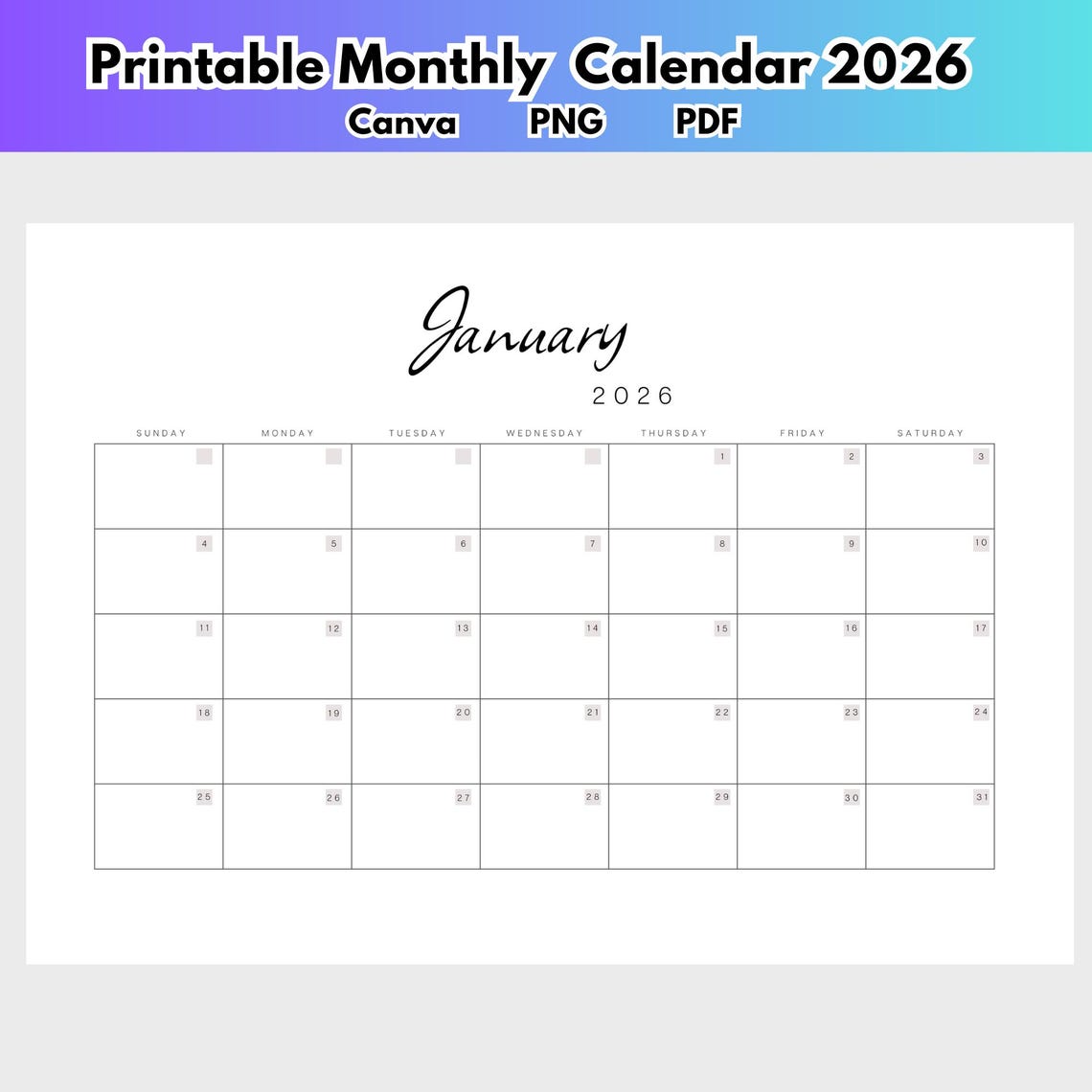 2026 Calendar Monthly Planner Landscape Elegant 12 Months Calendar Wall ...