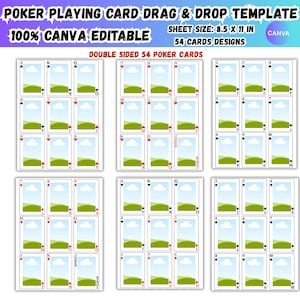 52 Playing Card Canva Editable Template Bundle,custom Party Game DIY ...