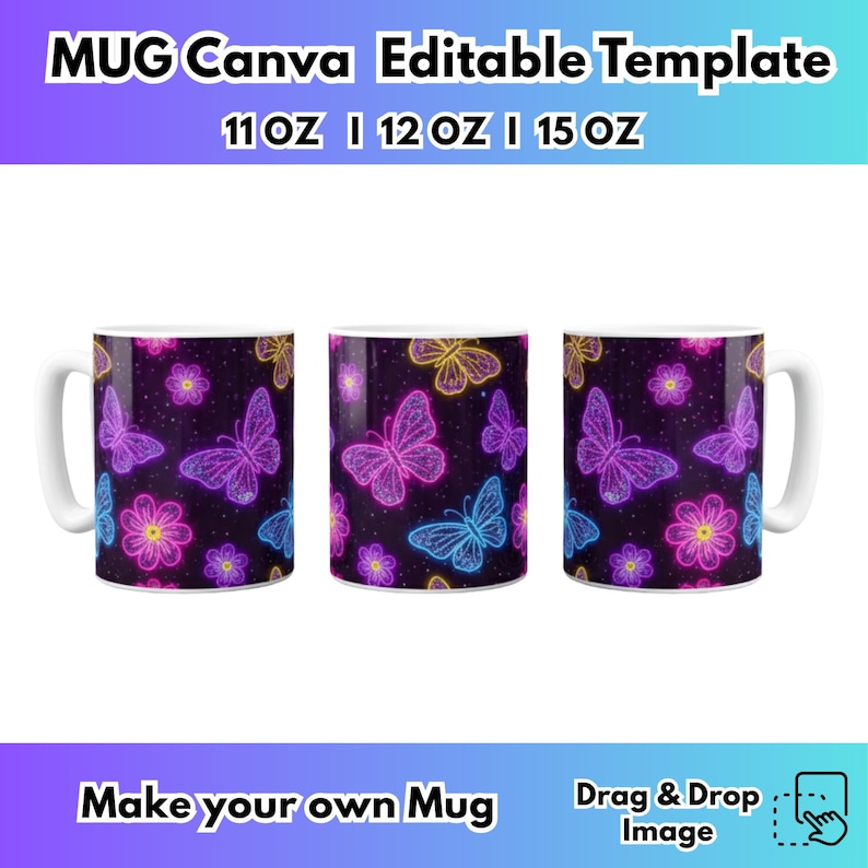 Full Wrap Mug Templates 11oz 12oz 15oz ,canva Editable Mug Frames ...
