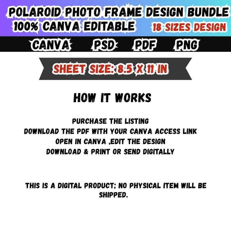 17x Polaroid Photo Canva Editable Template Bundle,instax Printable ...