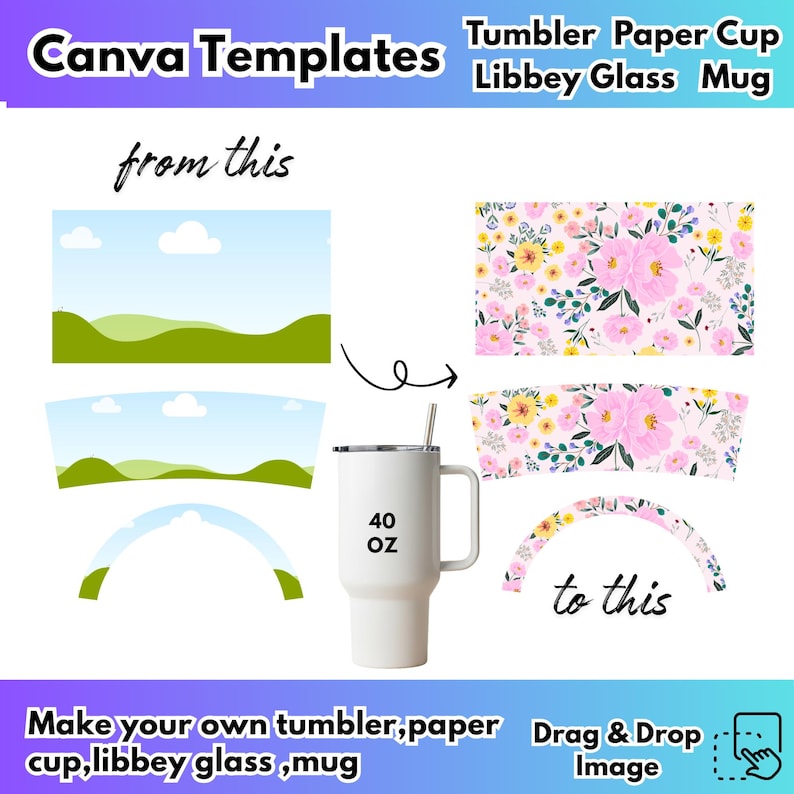 Tumbler Wrap Canva Editable Template Bundle,40oz Tumbler 30oz Skinny ...