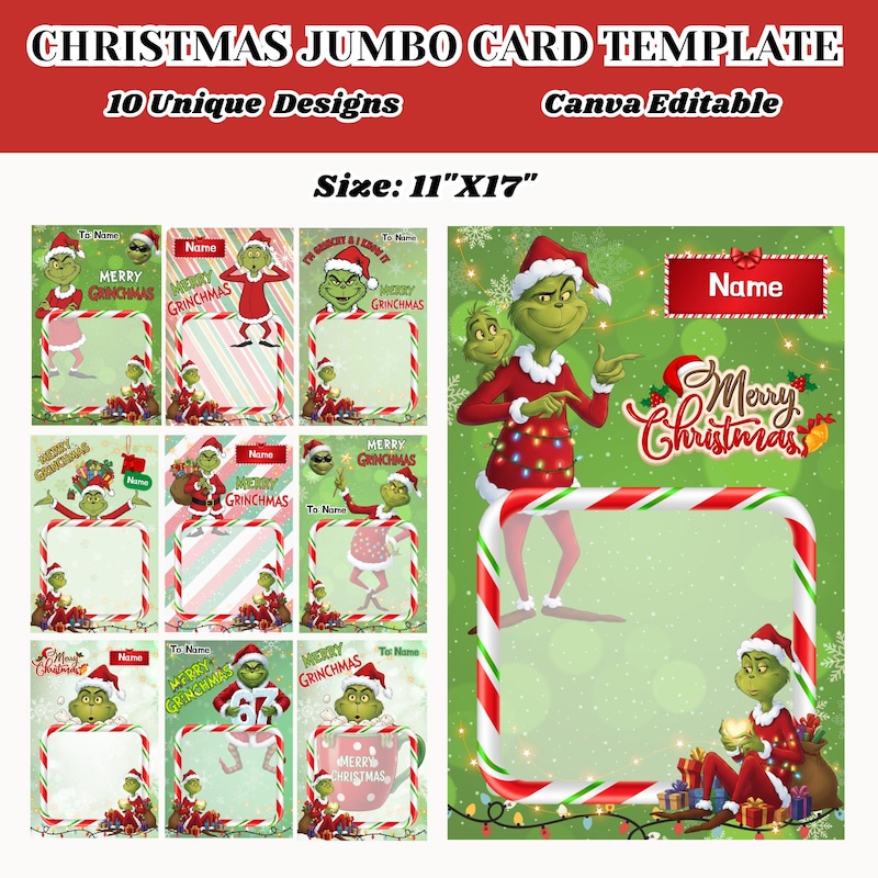 Grinch Christmas Cards With Photos - Etsy