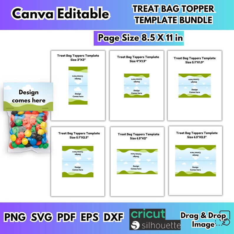 Editable Treat Bag Toppers Template Bundle Canva Editable Template ...