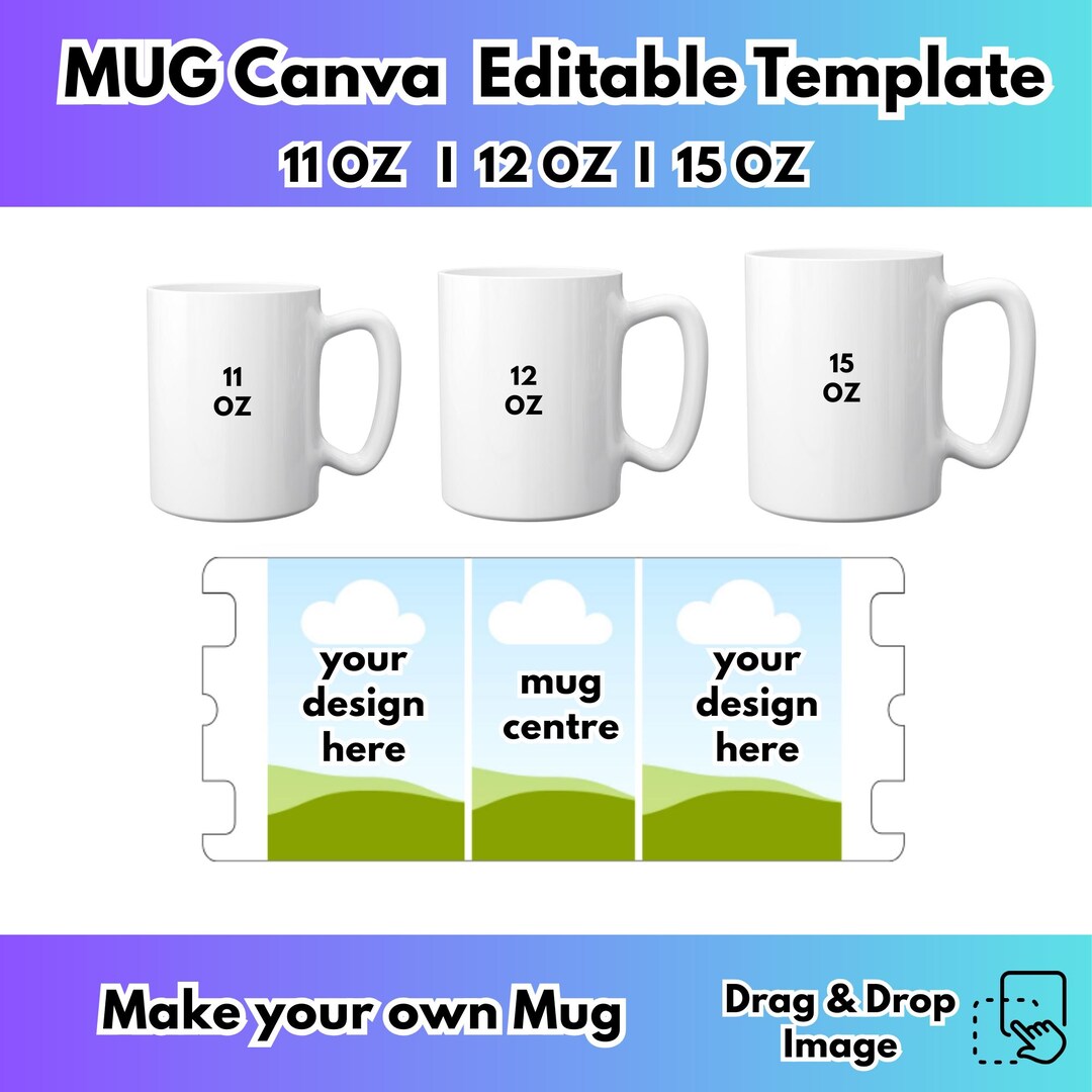 Full Wrap Mug Templates 11oz 12oz 15oz ,canva Editable Mug Frames ...