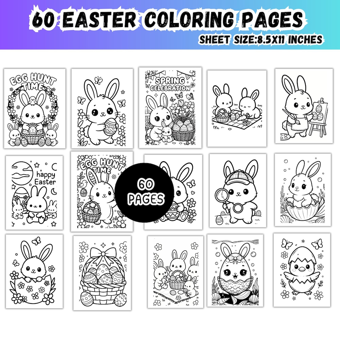 Easter Coloring Pages Bundle, Easter Coloring Book PDF Png,easter Craft ...