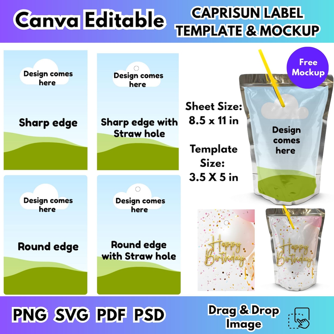 Capri Sun Canva Template Editable Juice Pouch Label Blank Caprisun ...