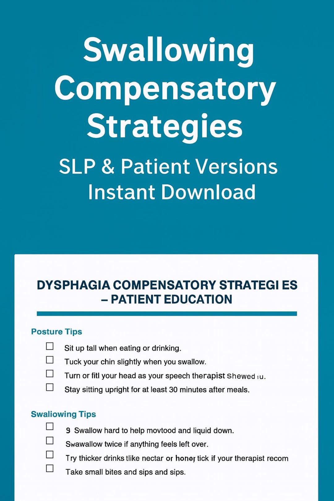 Swallowing Compensatory Strategies | Dysphagia Therapy PDF | Speech ...
