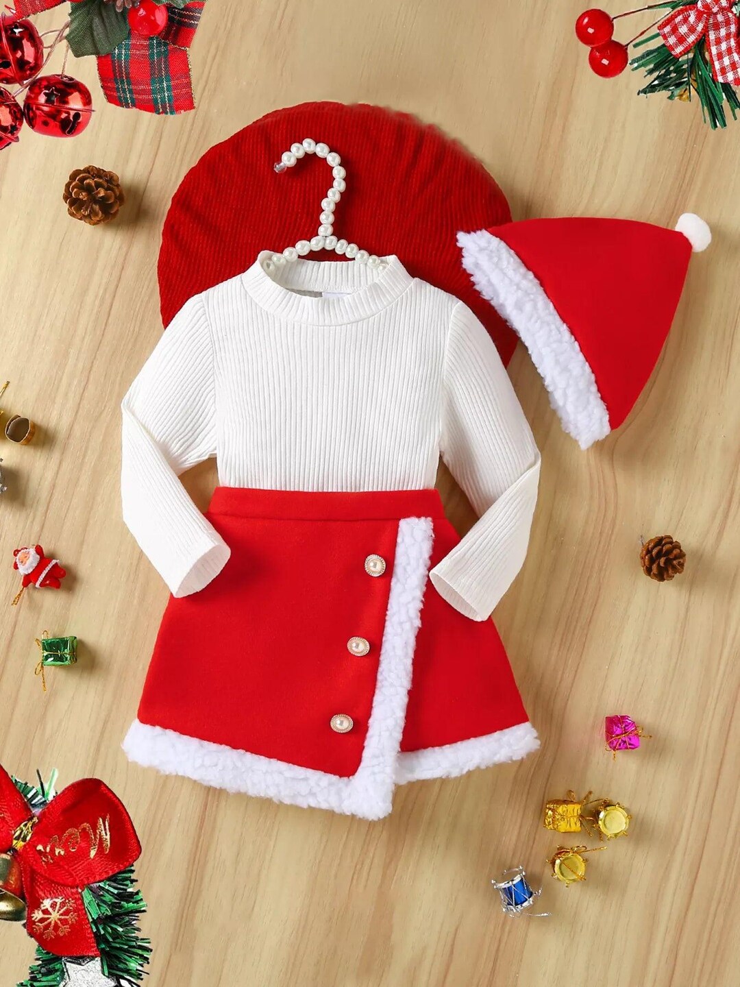 Children's Christmas Outfit Set With Santa Hat - Etsy