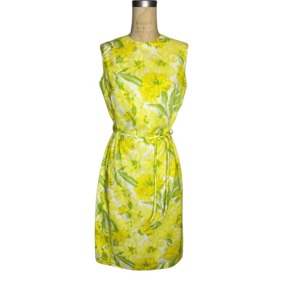 1950s Yellow Floral Print Dress Gem