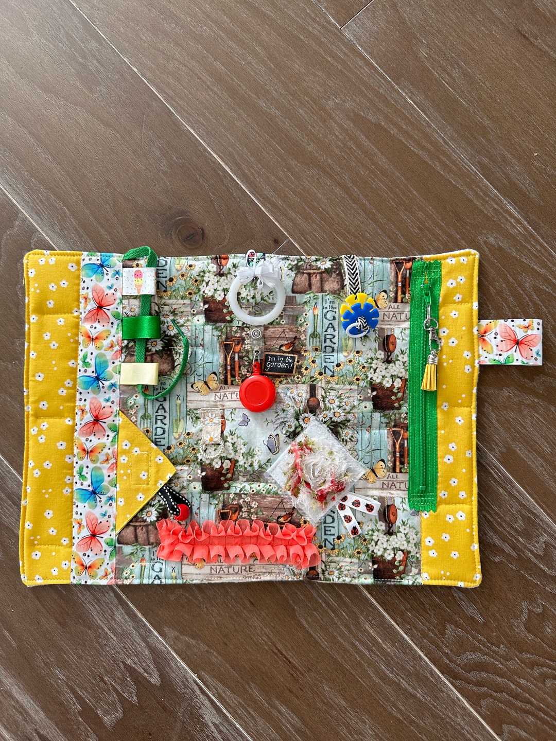 Garden Fidget, Flowers Butterflies, Fidget Blanket, Best Senior Gift ...