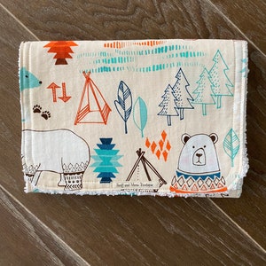 Woodland Burp Cloths, Tribal Burp Rag, Bear Spit up Rag, Burp Cloth Set ...