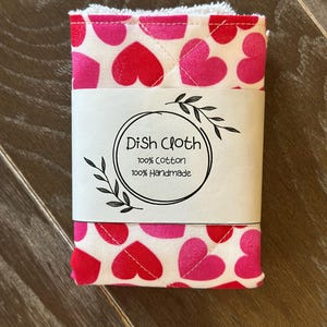 Heart Valentine's Day Dishcloth Gift Set, Scattered Hearts, Pink Red ...