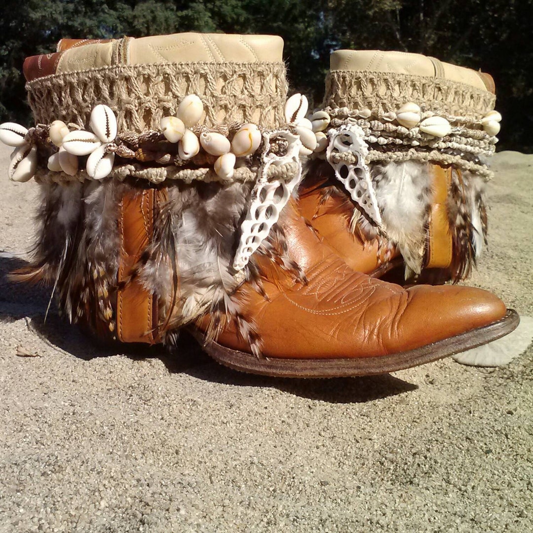 Beach Bohemia Custom Design Upcycled Reworked Repurposed Boots - Etsy