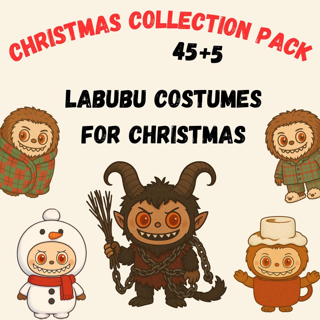 Labubu Christmas Clipart Bundle, Kawaii Xmas Decor (digital Download ...