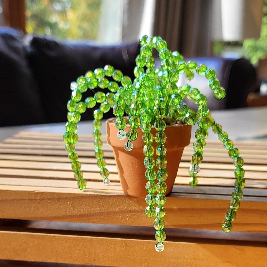 Handcrafted Beaded Succulent Plant, Fridge Magnet or Hanging Decoration ...