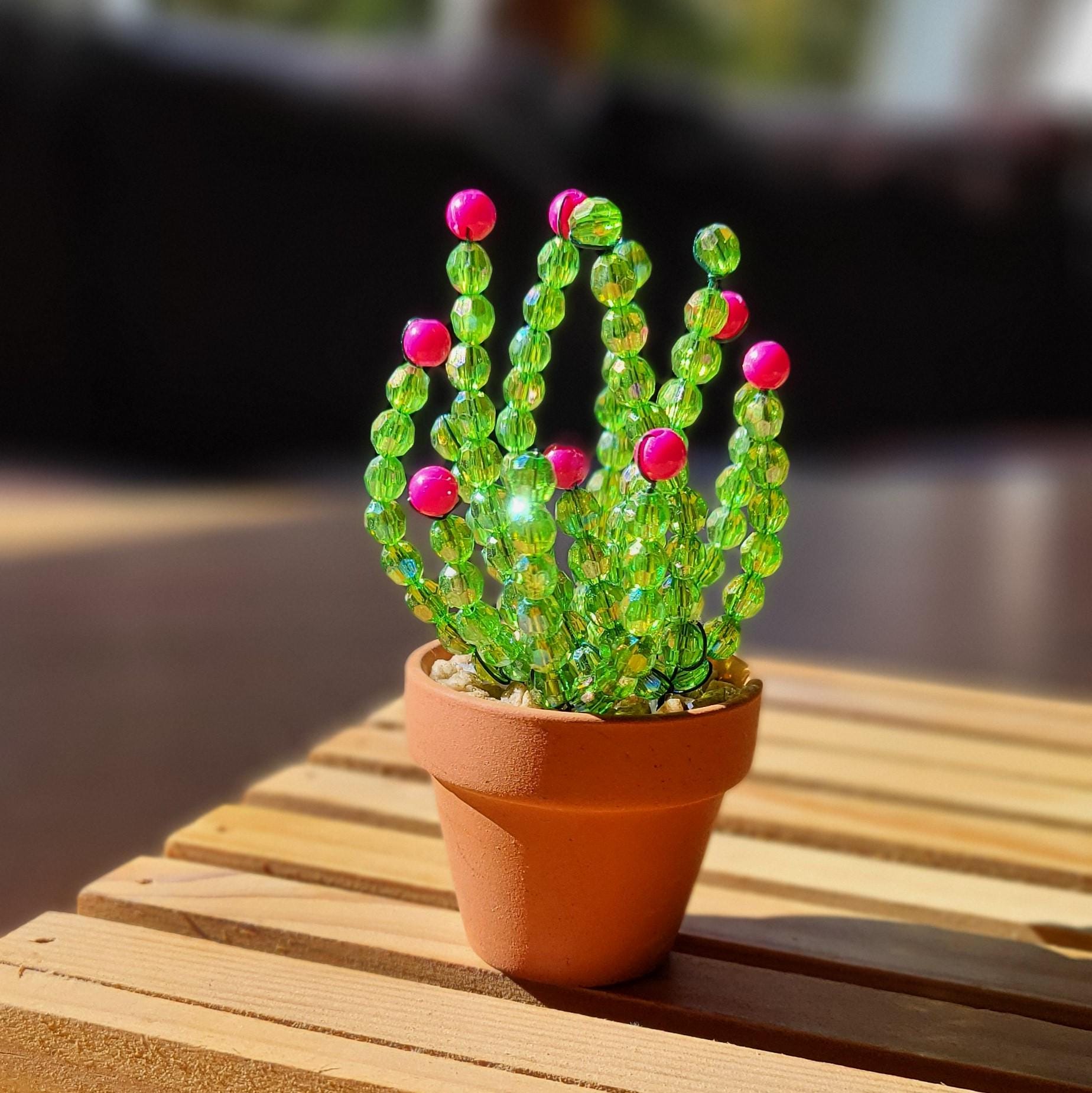 Handcrafted Beaded Mini Flowering Succulent Forever Plant, Fridge ...