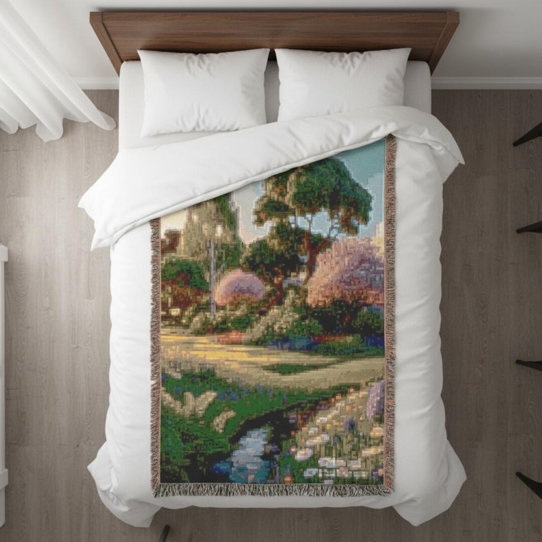 Woven Blanket, Personalized Nature Tapestry, Tree Meadow, Cottage Decor ...