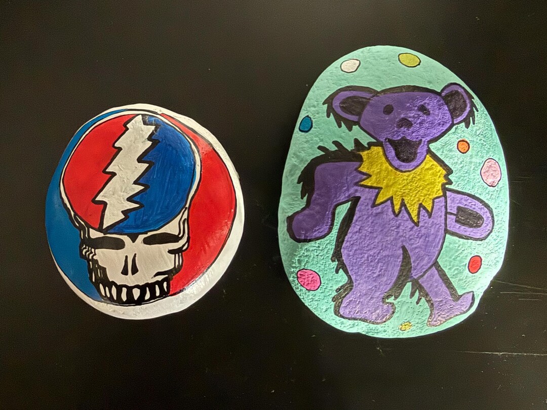 Grateful Dead Inspired- Set of Two Rocks. Stealie and Dancing Bear - Etsy