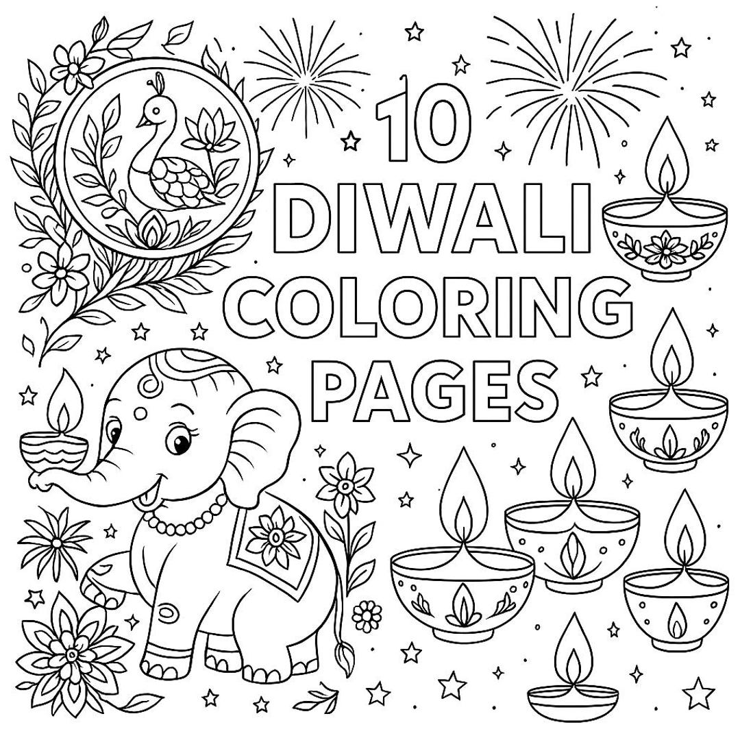 Diwali Coloring Pages | Mandala, Rangoli, Diya Art (PDF) - Etsy