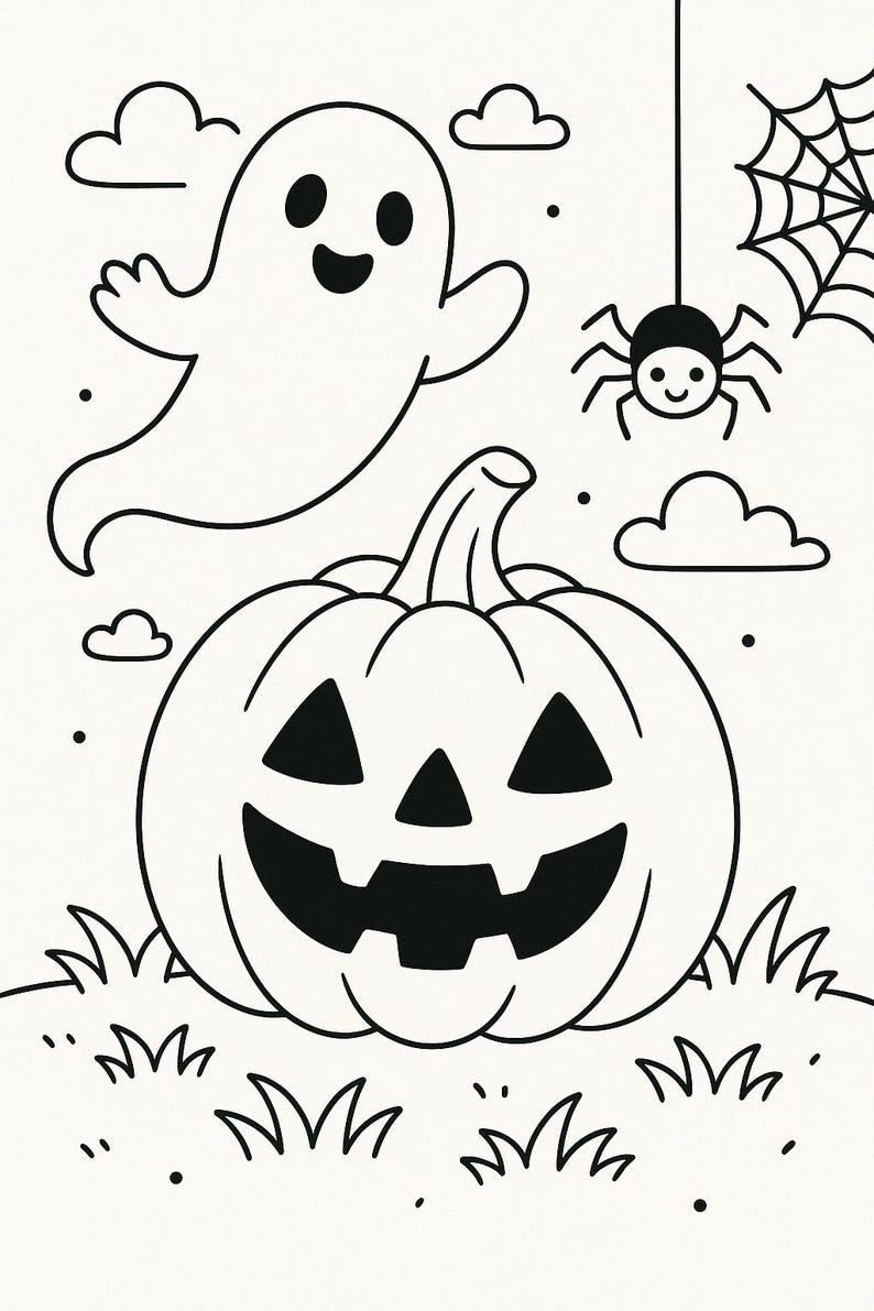 Spooky Halloween Coloring Book for Kids – Printable Pages (digital ...