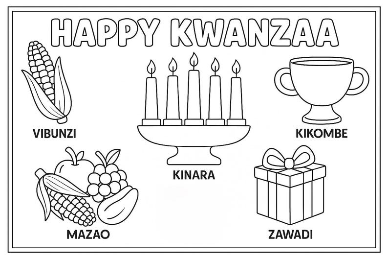 Festive Kwanzaa Coloring Placemats for Kids | Printable Holiday ...