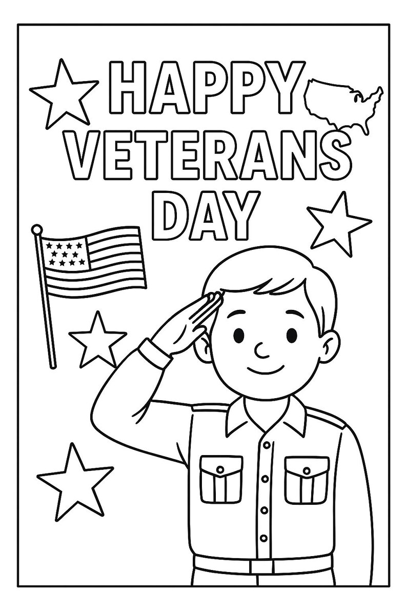 Patriotic Veterans Day Coloring Pages for Kids | Fun Printable ...