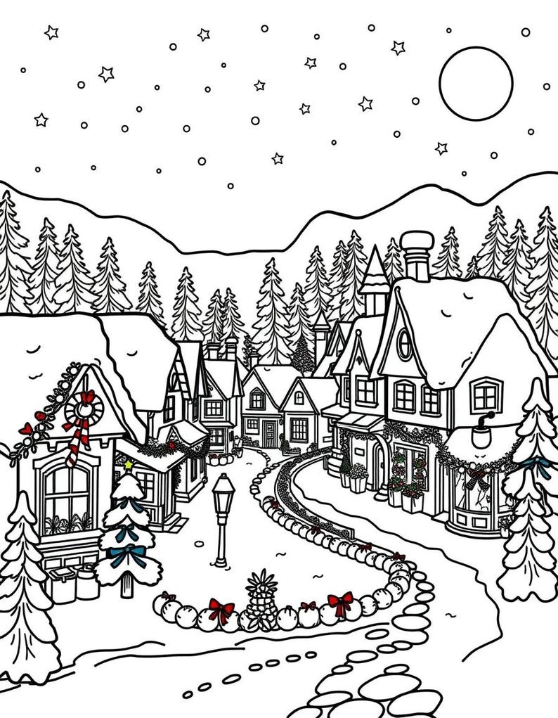 100 Winter Coloring Pages – Snowy Landscapes, Christmas Scenes & Cozy ...