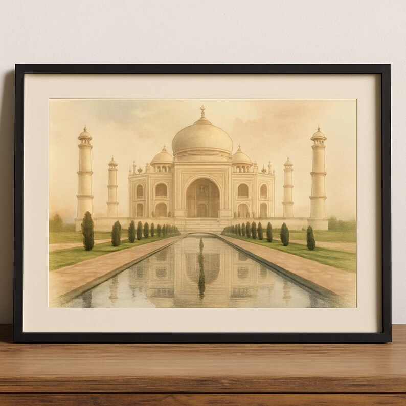 Taj Mahal Watercolor Art Print | Romantic India Landmark Painting ...
