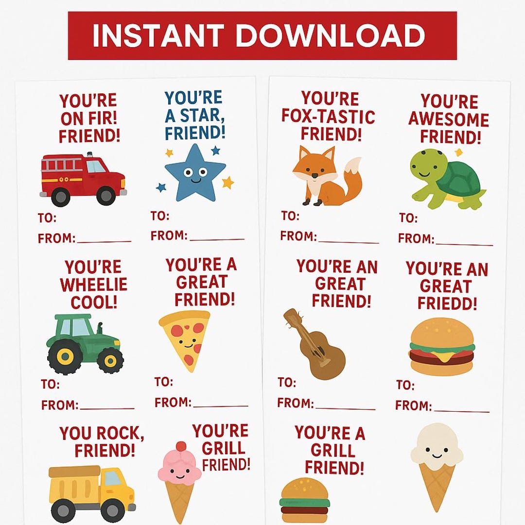 Fun Kids Valentine Cards Printable | Classroom Exchange Set | DIY ...