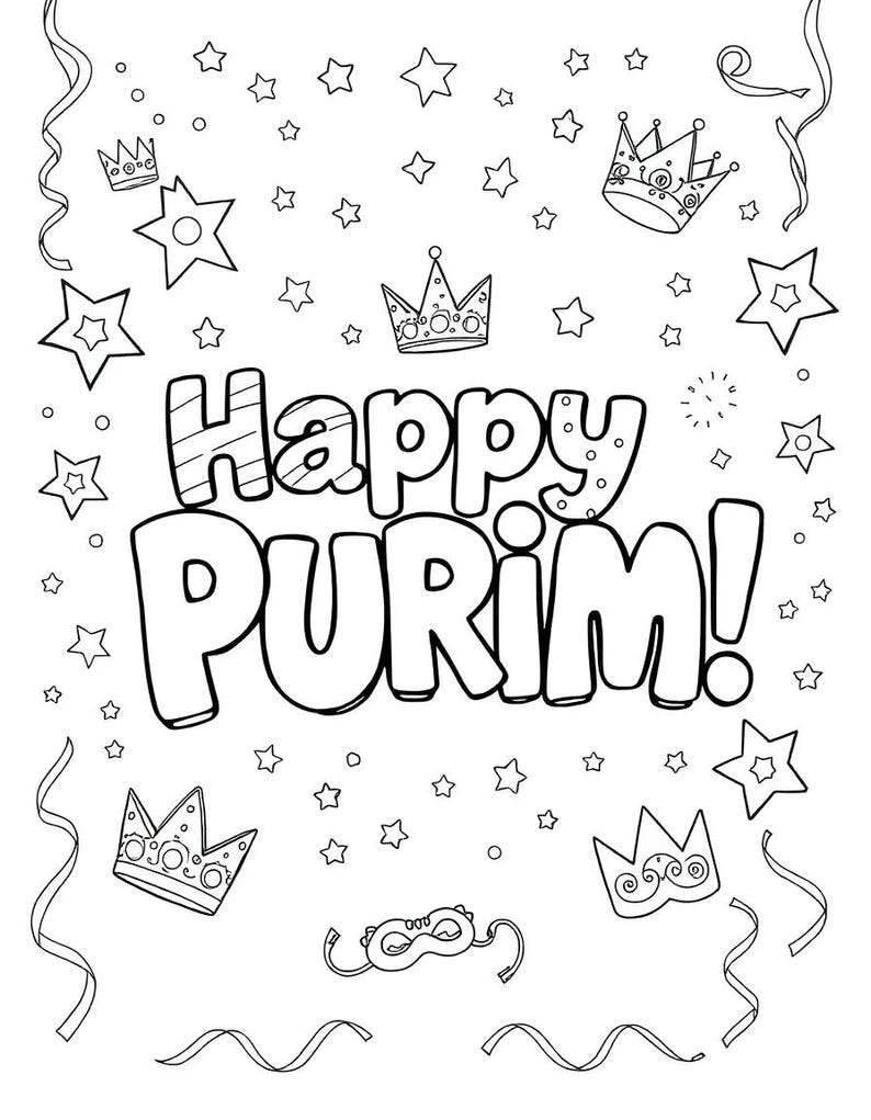 Purim Coloring Pages – 20 Jewish Holiday Activity Sheets (PDF) - Etsy