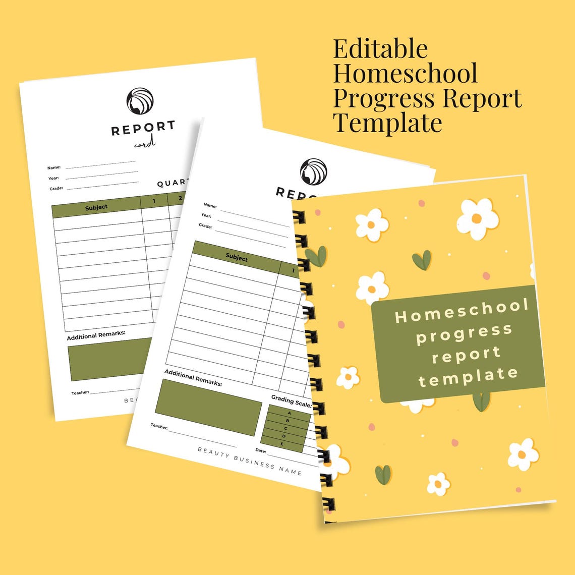 Editable Homeschool Progress Report Template | Digital Download Easy to ...
