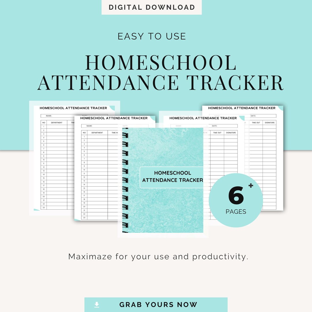 Homeschool Attendance Tracker | Digital Download | Printable Homeschool ...