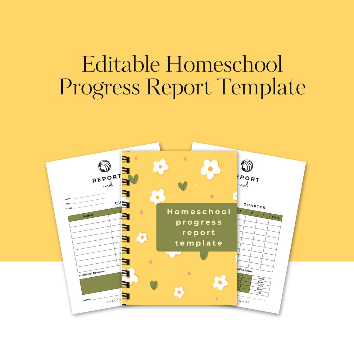 Editable Homeschool Progress Report Template | Digital Download Easy to ...
